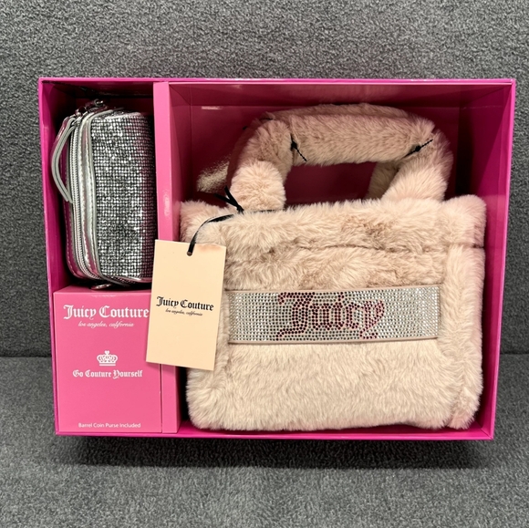 Juicy Couture | Bags | Juicy Couture Mini Tote Bag Faux Fur Light Pink ...